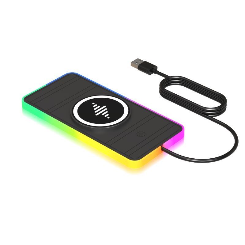 Fast Car Wireless Charger Black Charging Pad For Apple Devices With RGB ...