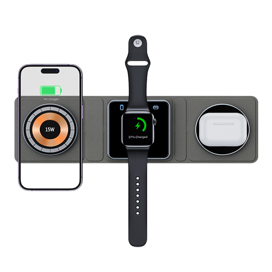 Foldable Wallet Size Travel Wireless Charger Easy Carrying 3 In 1 ...